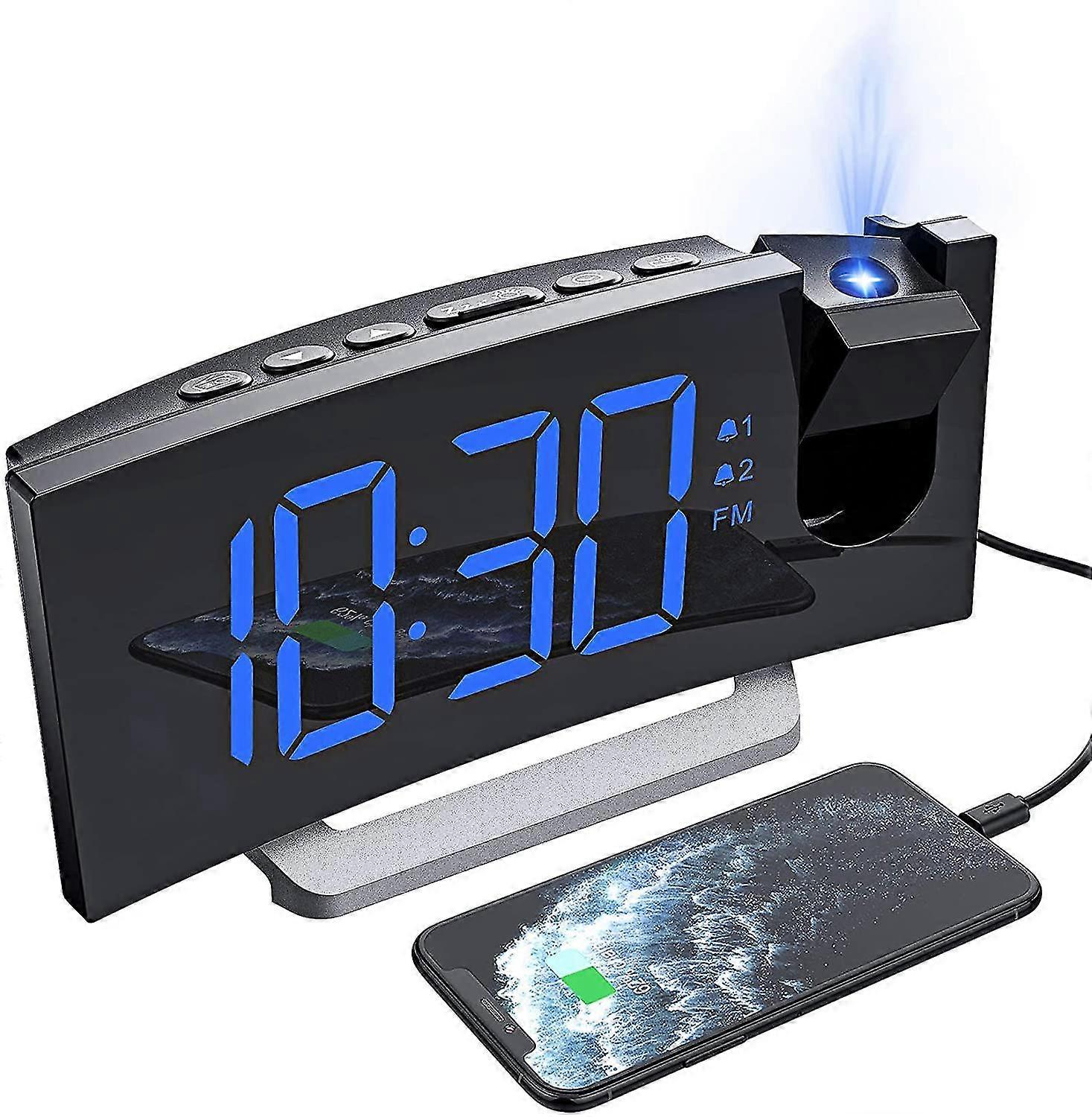 Fm Projection Clock Radio With Dual Al , Usb Digital Clock, Snooze ...