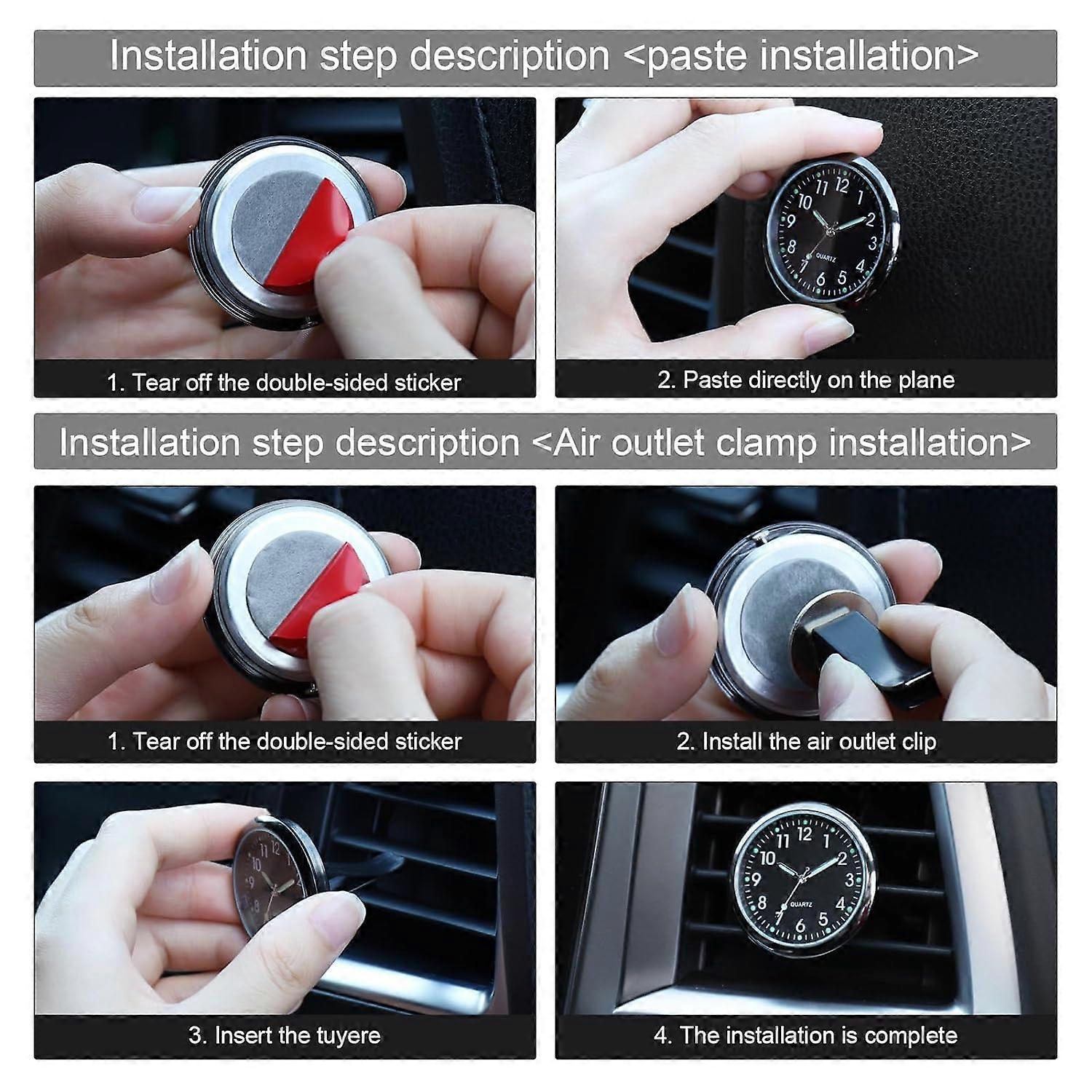 Car Clock Stick on Car Dashboard Mini Tiny Small Car Vent Clocks Watch ...
