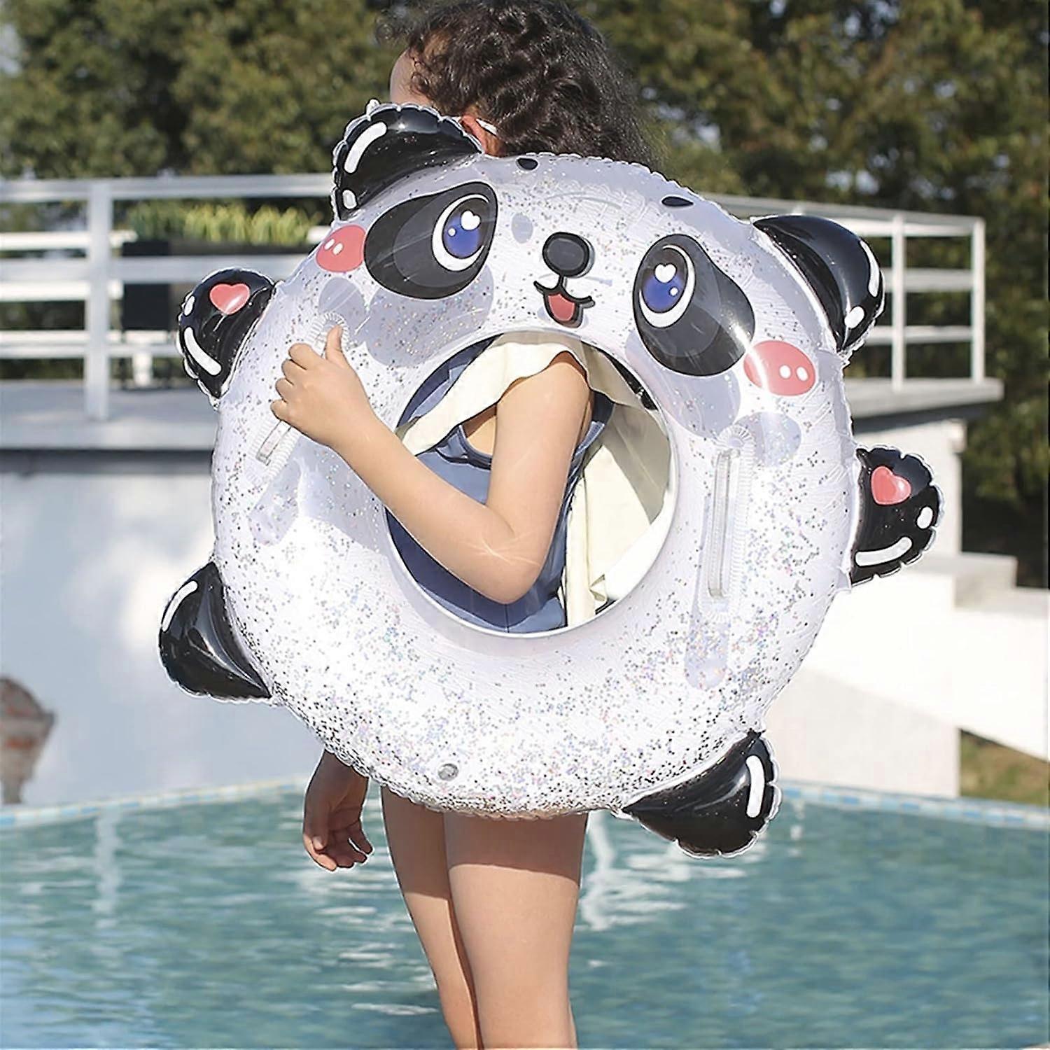 Swim Rings Inflatable Pool Float Tube Sequin Cute Panda Transparent ...