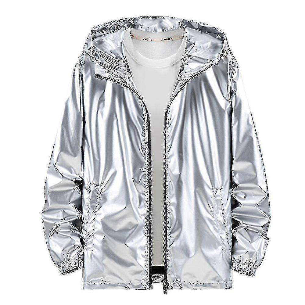 Mens Shiny Waterproof Hooded Jacket-yky416 | Fruugo UK