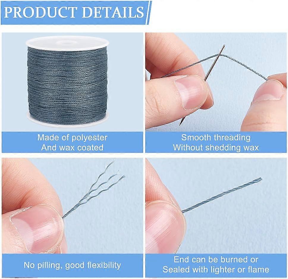 0.5mm Waxed Cord 116 Yards Waxed Cotton Cord Gray Blue Waxed Thread ...