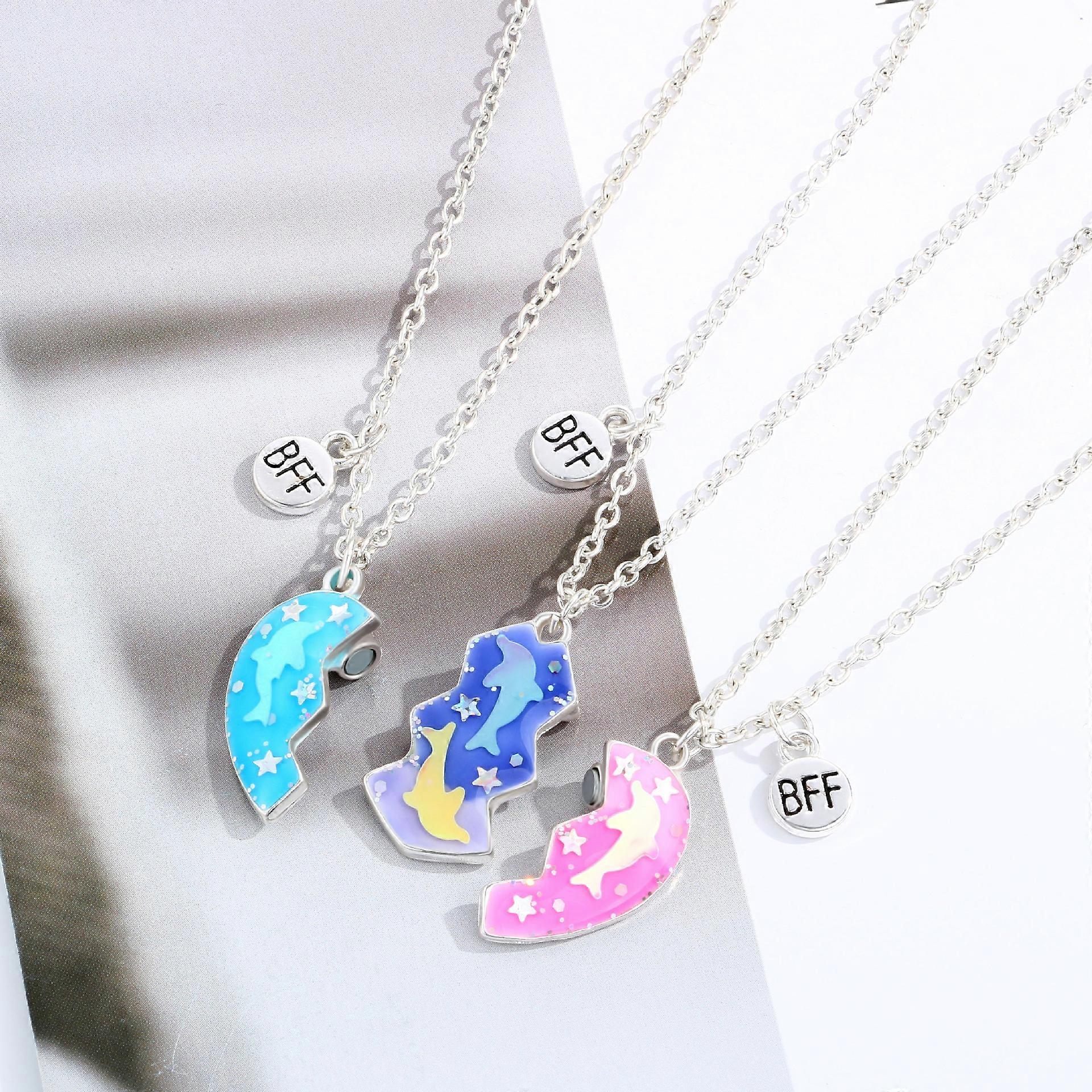 Friendship Necklace Best Friend Necklace for 3 Girls Magnetic Matching ...