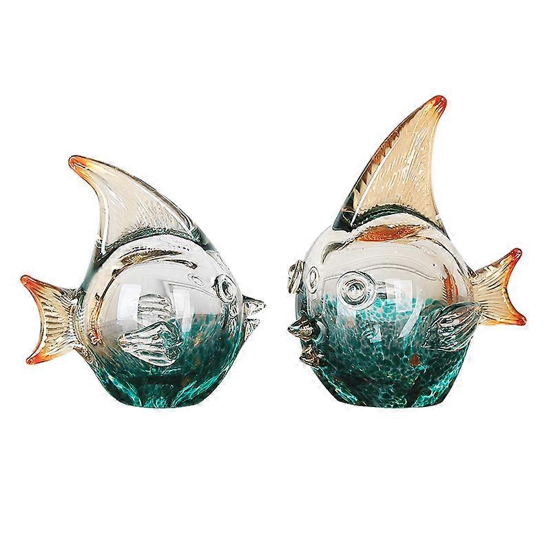 2pcs light luxury and simple crystal glass fish ornaments living room ...