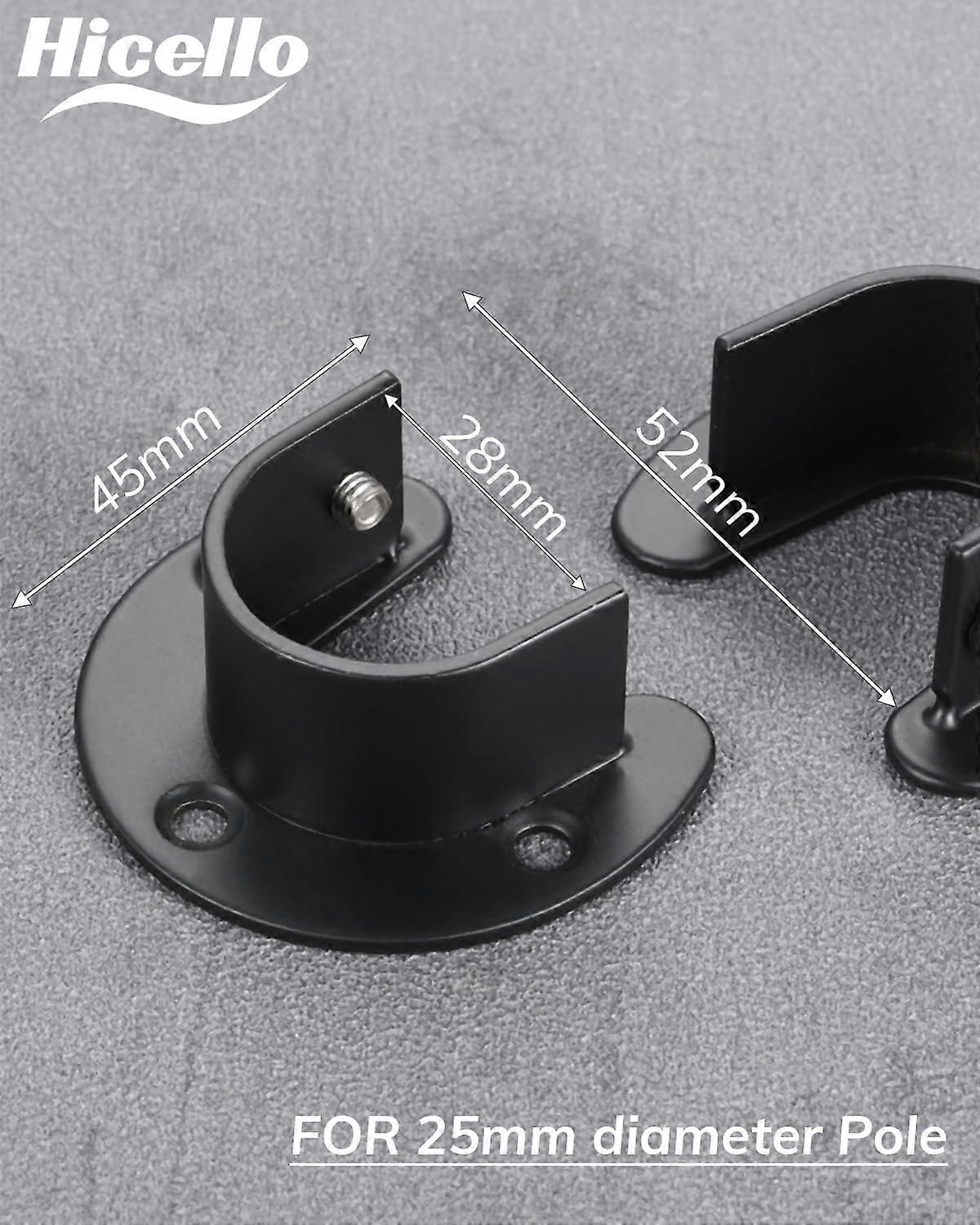 4PCS 25mm BLACK Wardrobe Hanging Rail Fittings, Curtain Rail Brackets ...