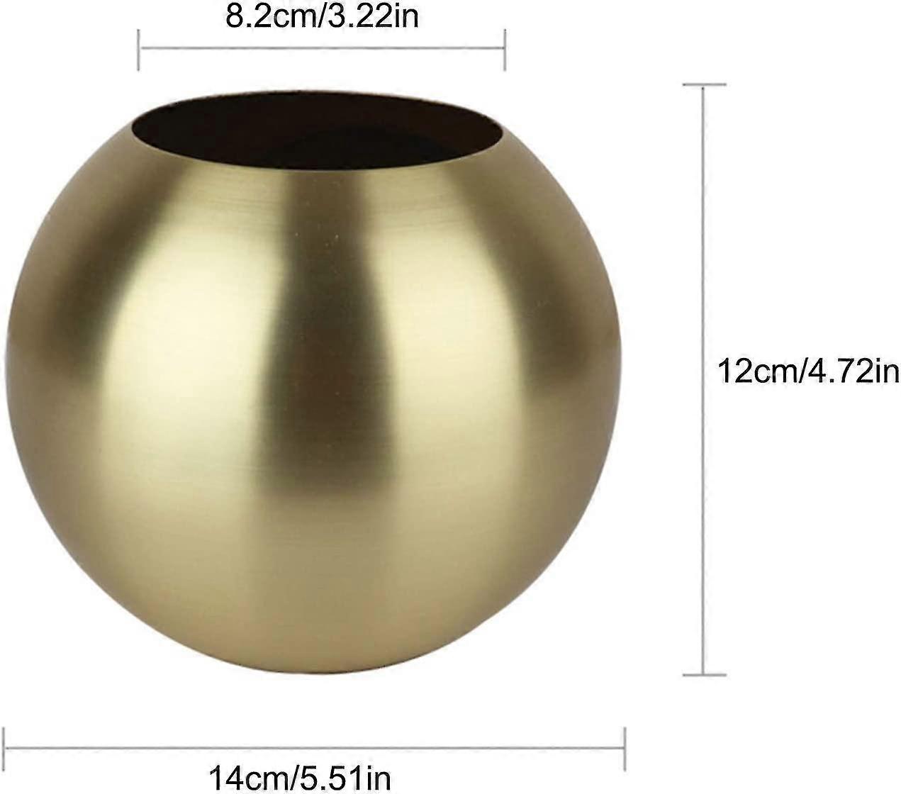 Round Metal Round Bowl Shape Succulent Plant Vase, Stainless Steel Vase ...