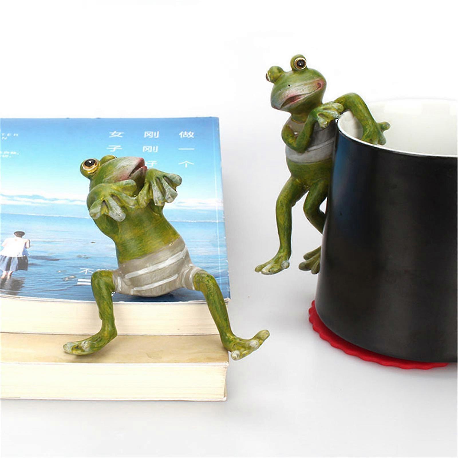 4 Pack Frog Figurines Hanging Animal Figurines, Resin Pot Hanging ...
