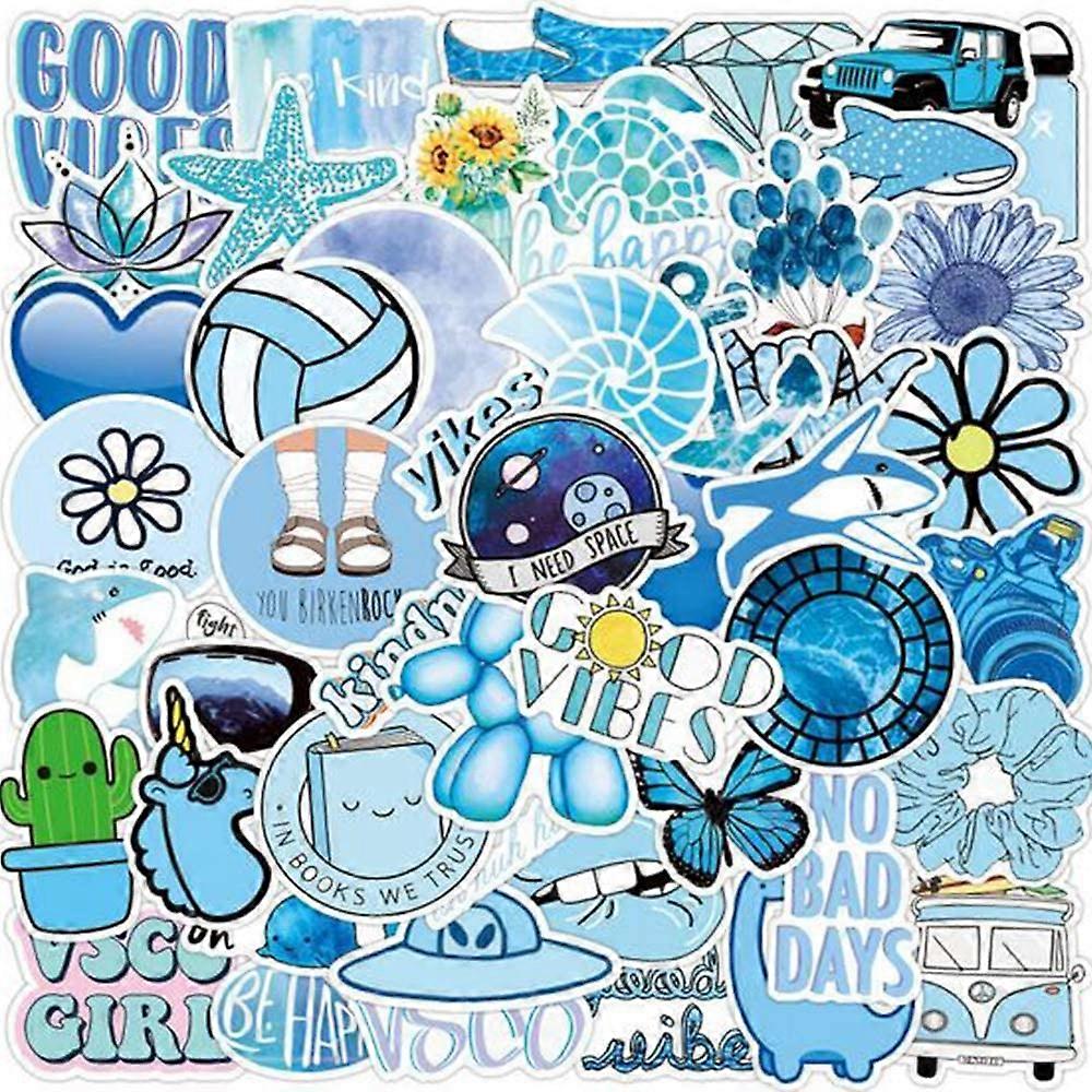 50 PCS Blue Cute Stickers, Aesthetic Stickers, Cute Stickers, Vinyl ...