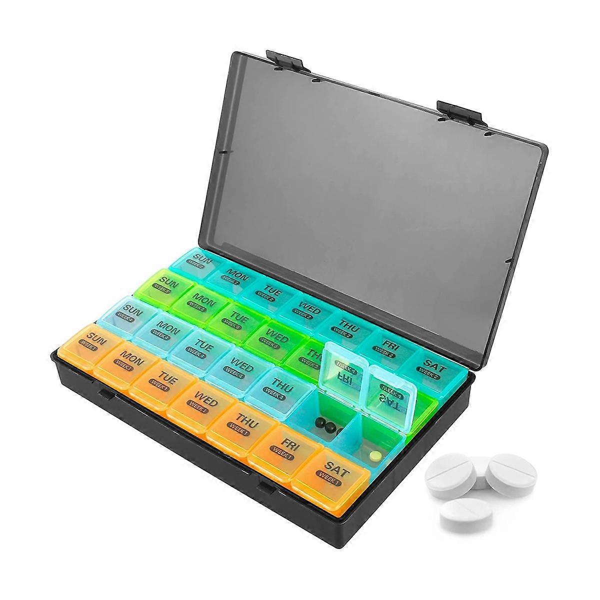 Monthly Pill Organizer 1 Time A Day, with 28 Compartments 4 Weeks Pill ...