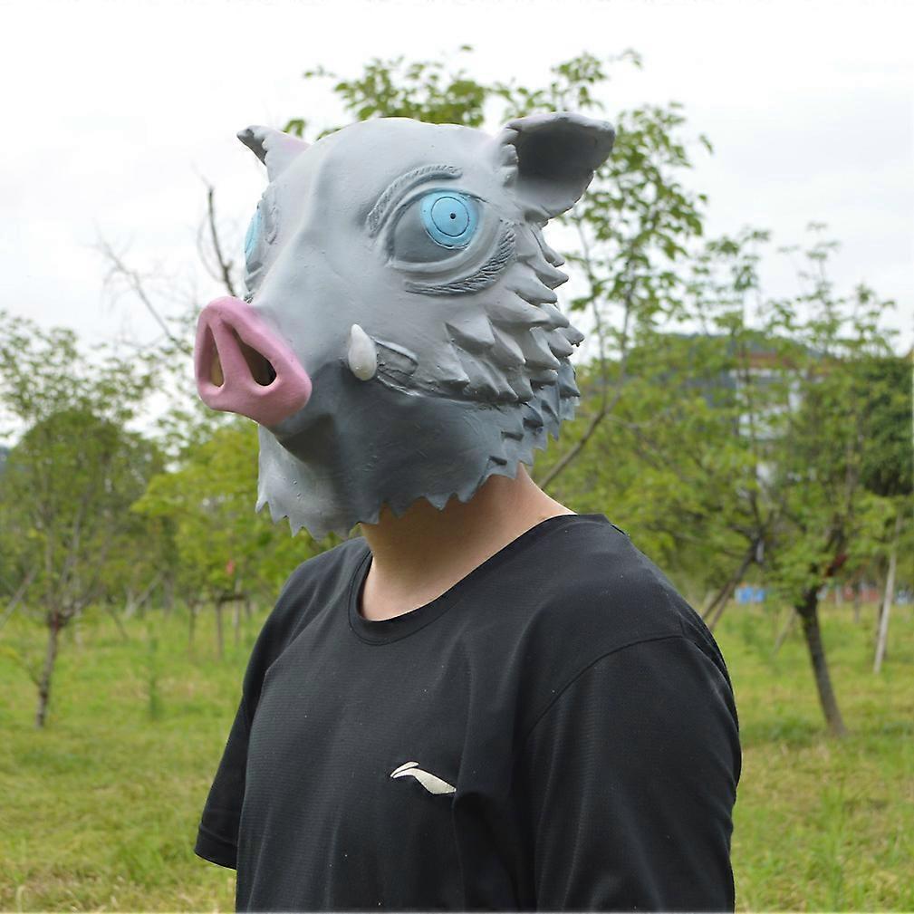 Cosplay Demon Slayer Hashibira Inosuke Mask Latex Full Face Mask ...