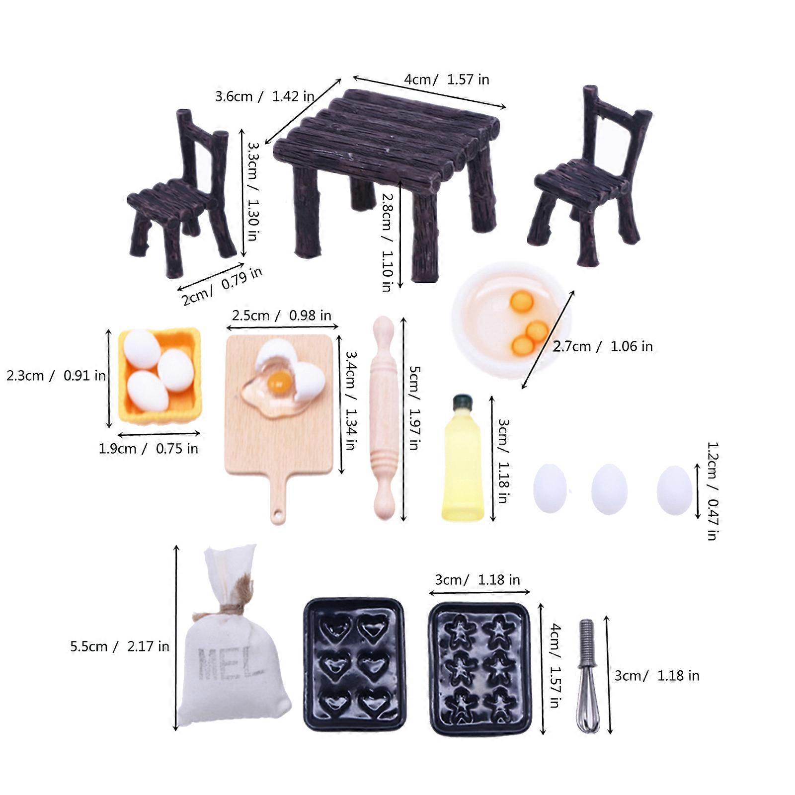 Table Chairs Flour Bag Baking Eggs Pretend-Play Kid Playset Kitchen ...