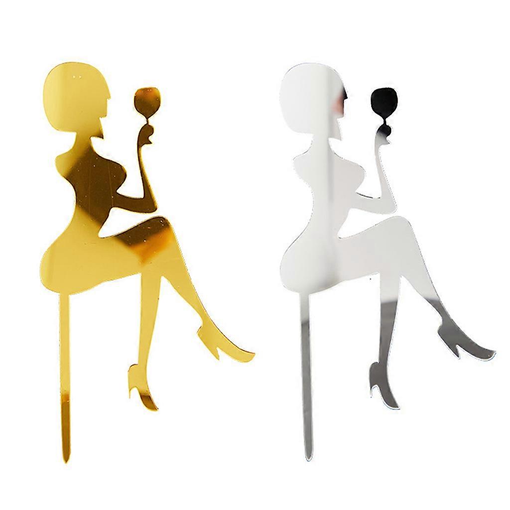 Goddess Acrylic Cake Topper High-heeled Lady Wine Glass Happy Birthday ...