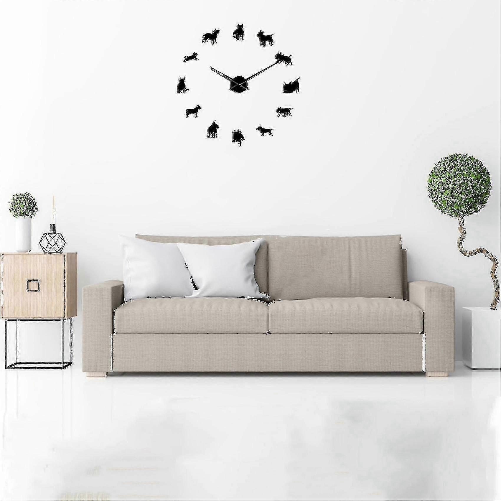 Bull Terrier Dog Wall Art Diy Large Wall Clock Dog Clock Watch Black Z ...
