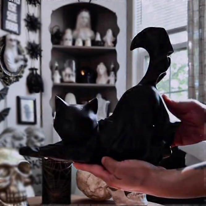 Halloween Ghost Cat Figure, Ghost Black Cat Halloween Ornaments, Cute ...