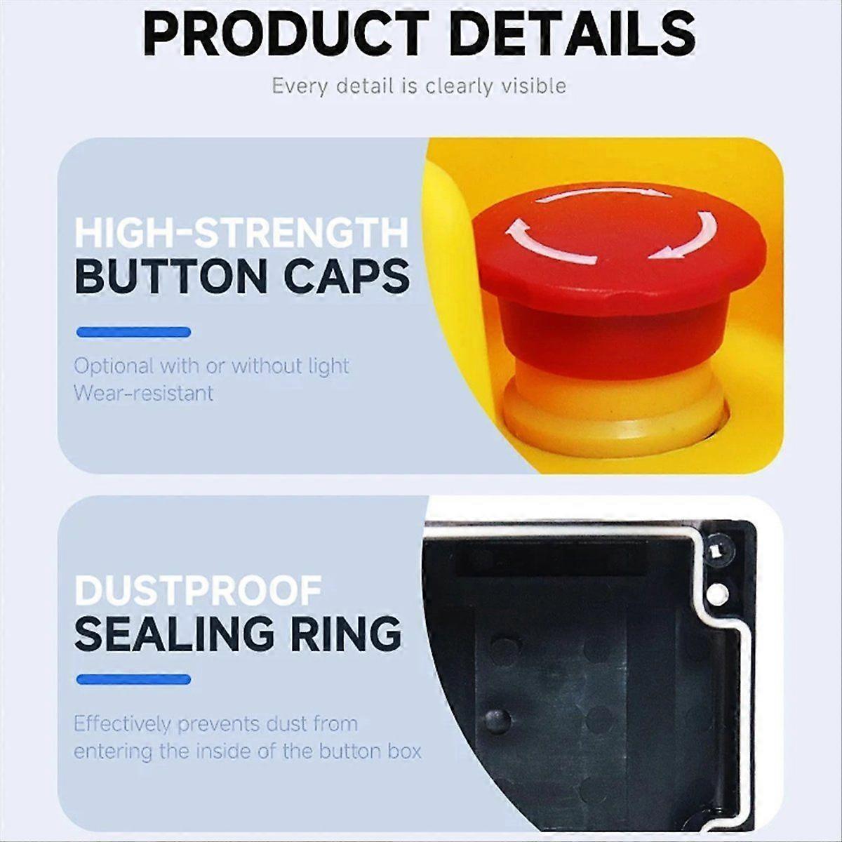 Emergency Stop Button Switch E-Stop Power Shut Off Red Mushroom Head ...