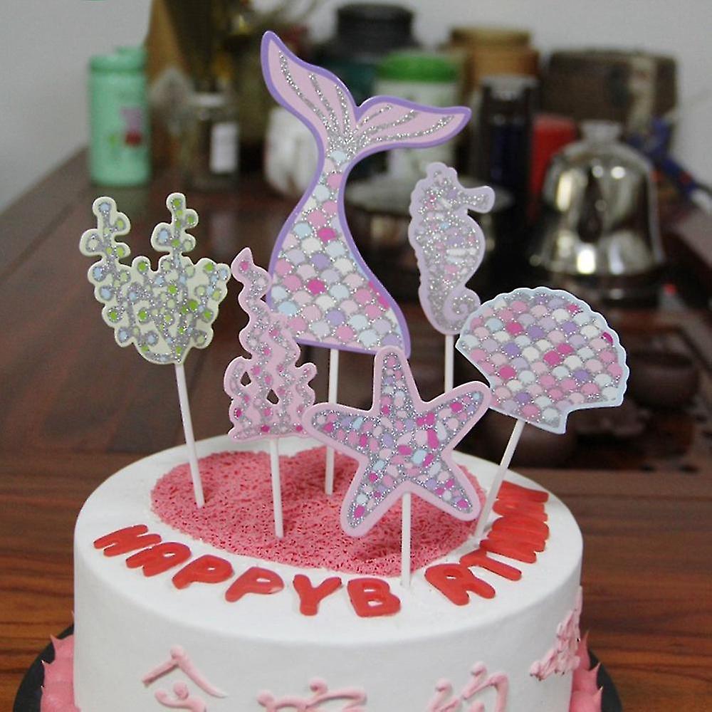 11pcs Cake Topper Funny Dessert Decor Insert Cards Ocean Cake Cutout ...