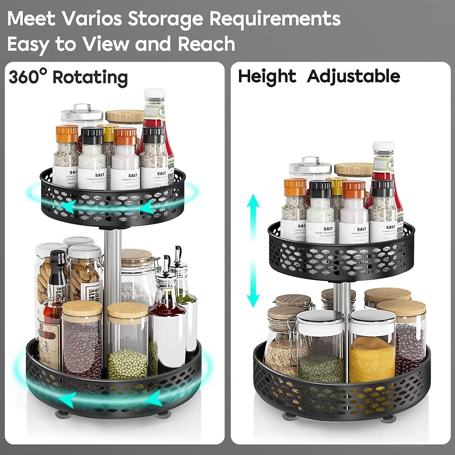 360° Rotating Spice Rack, Black Rotating Spice Rack, 360° Rotating ...