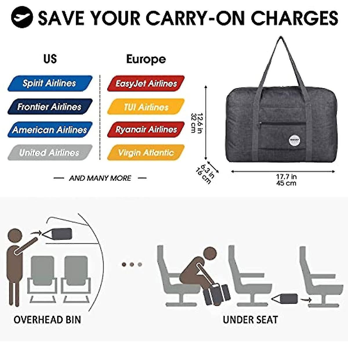 Cabin Bag 45x36x20 For Easyjet Airlines Underseat Travel Bag Holdall ...