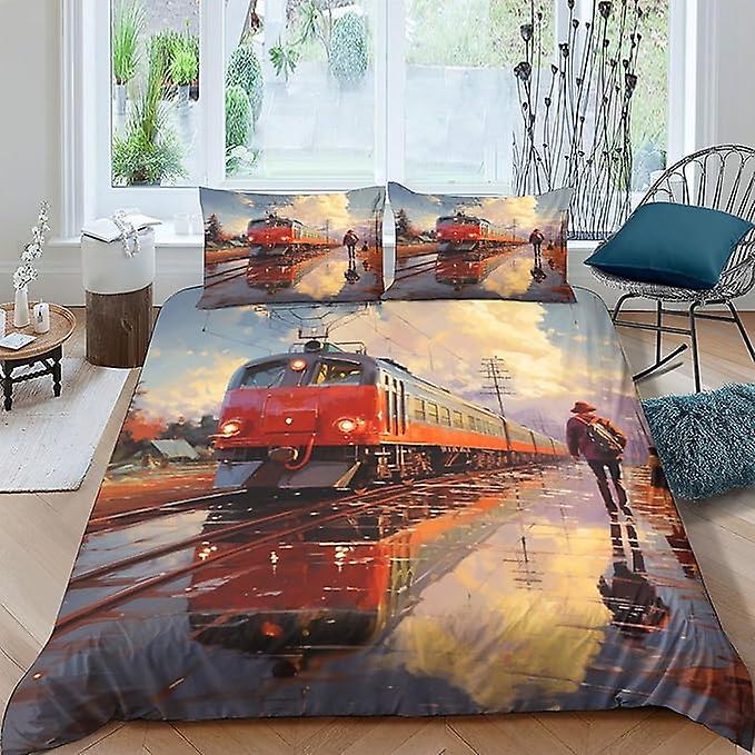 Cartoon Train Bedding Set 3D Printed Anime Train Quilt Cover Comforter ...