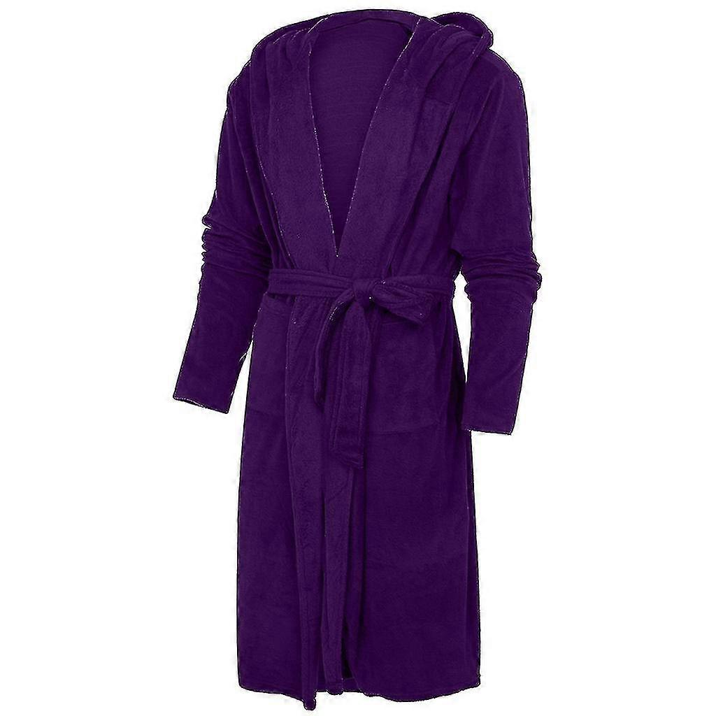 Women Hooded Dressing Gown Super Soft Fleece Robe Comfortable ...