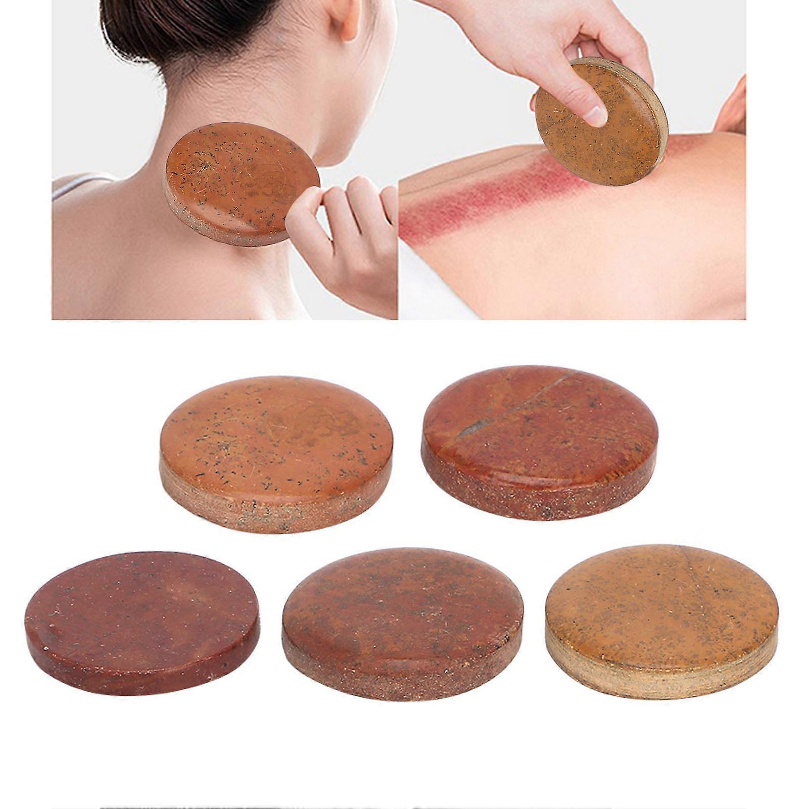 5pcs Gua Sha Stone Natural Massage Handmade Round Scraping Board For ...