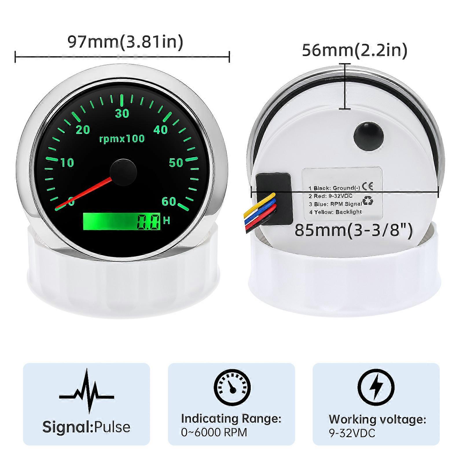 85MM Digital Tachometer 3000/4000/6000/7000/8000 RPM 7Colors Backlight ...