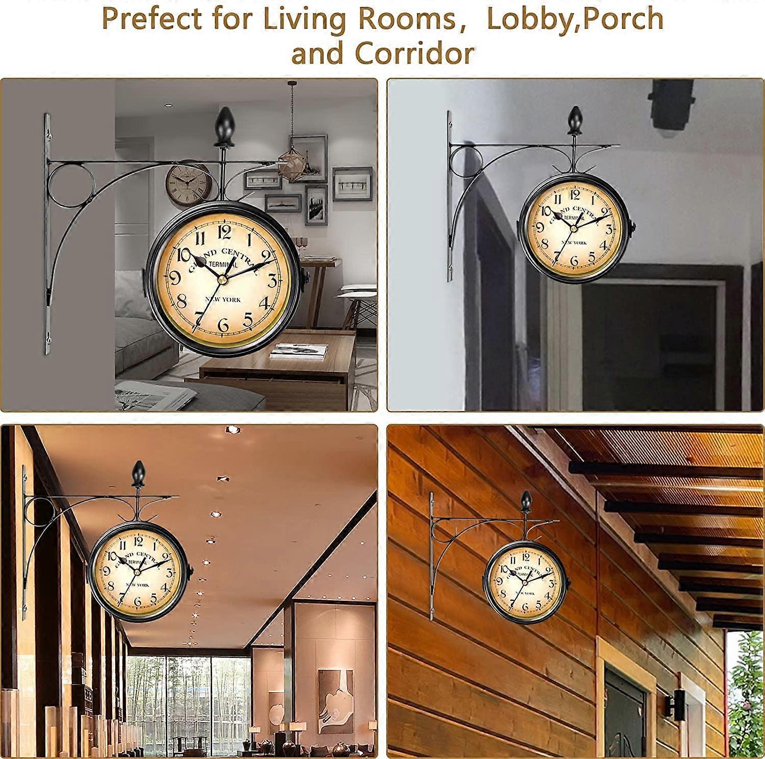 Outdoor Wall Clock Retro Double Sided Wall Clock Garden Clock ...