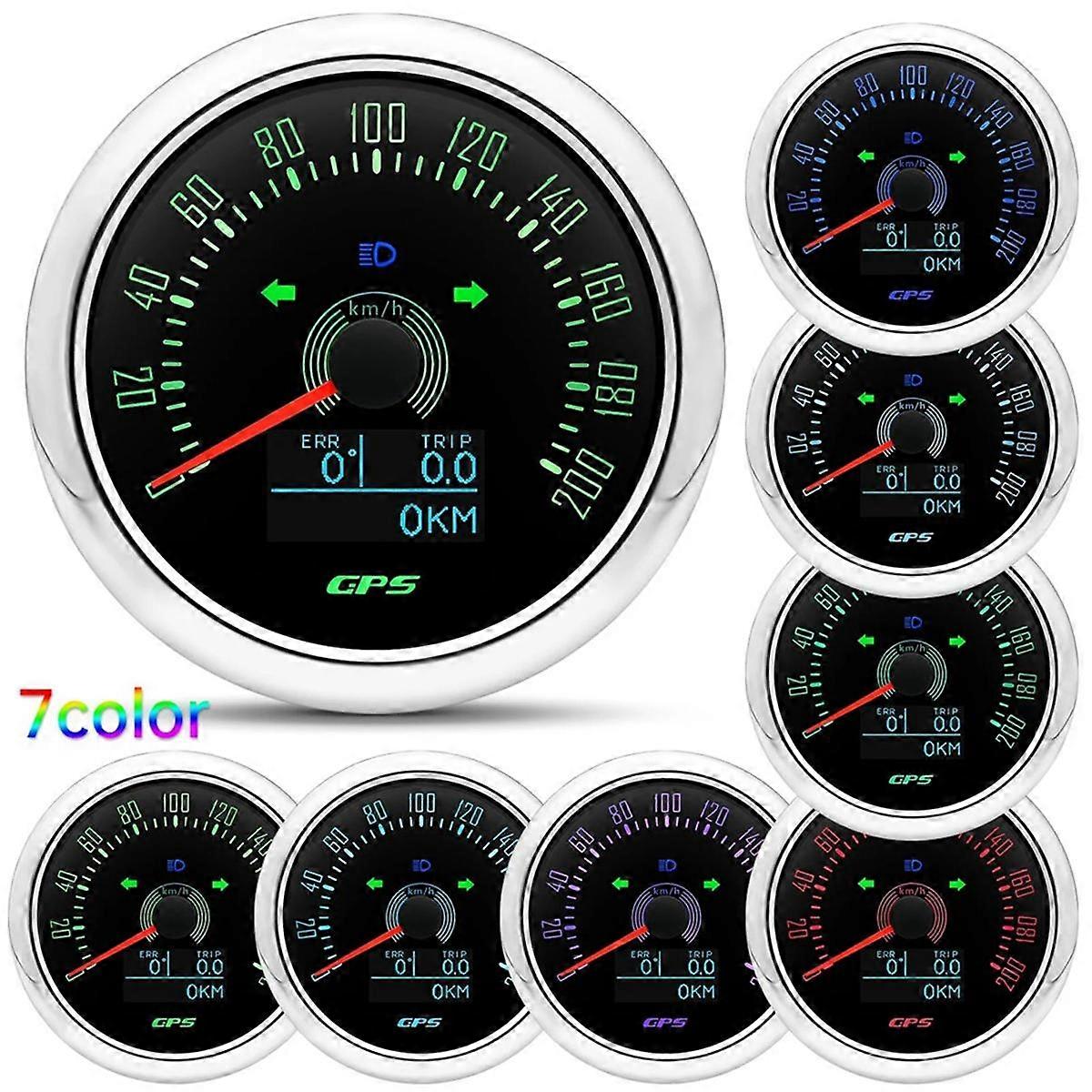 85MM GPS Speedometer with GPS Antenna 7Colors Backlight Digital LED ...