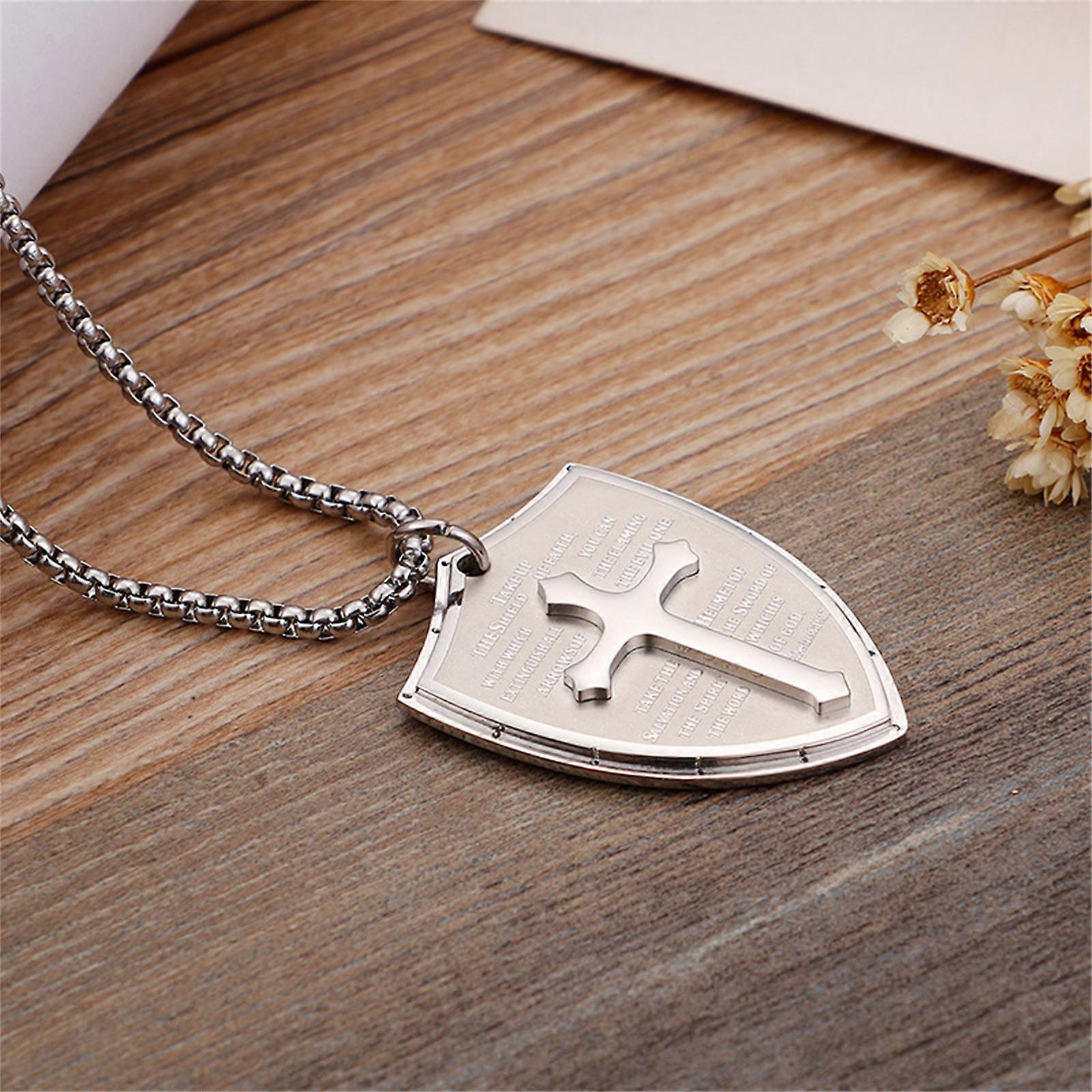 Jesus Christ Pendant Shield Armor of God Ephesians 6:16-17 Stainless ...