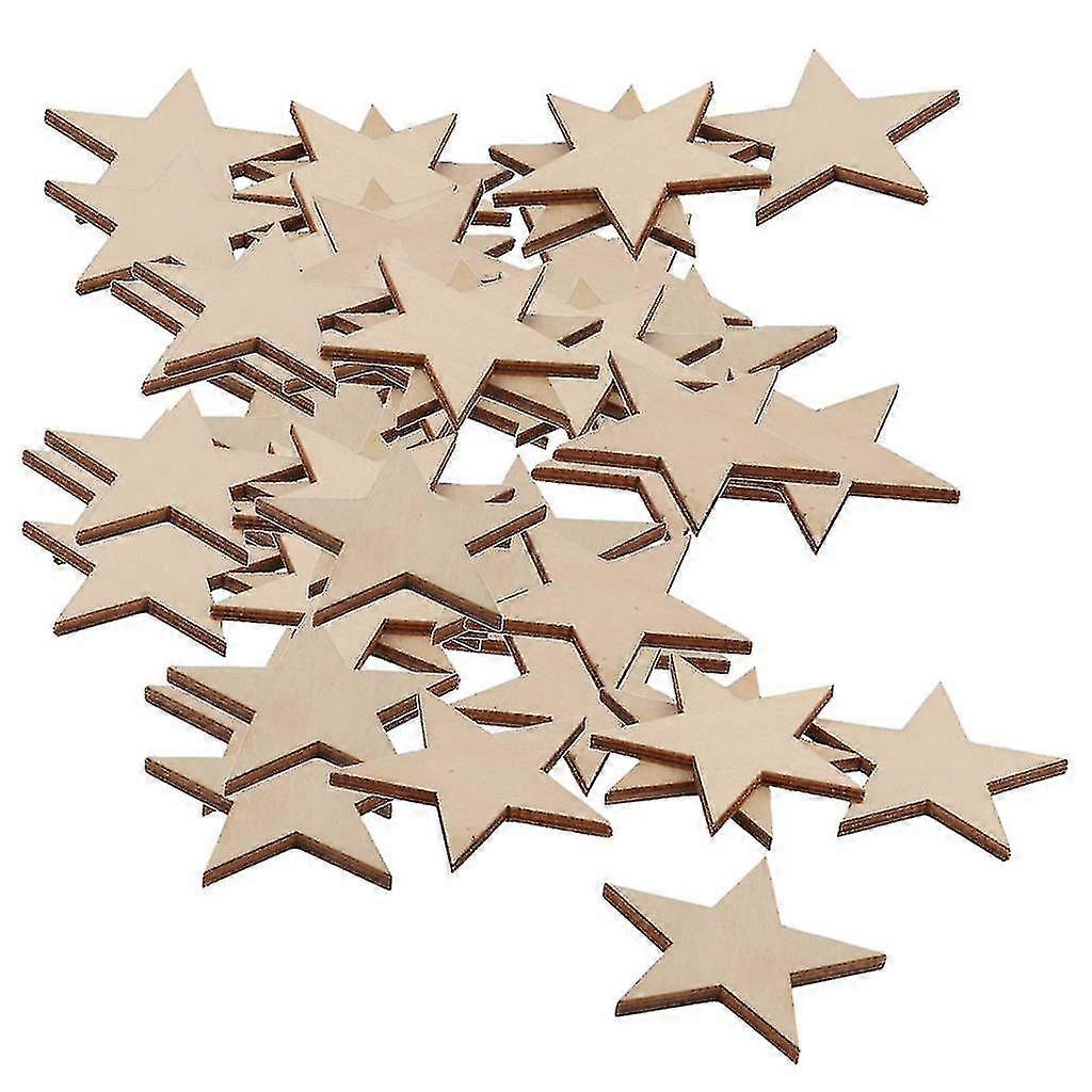 50 Pieces 3mm Thick Star Shape Wooden Embellishments For Diy Crafts ...
