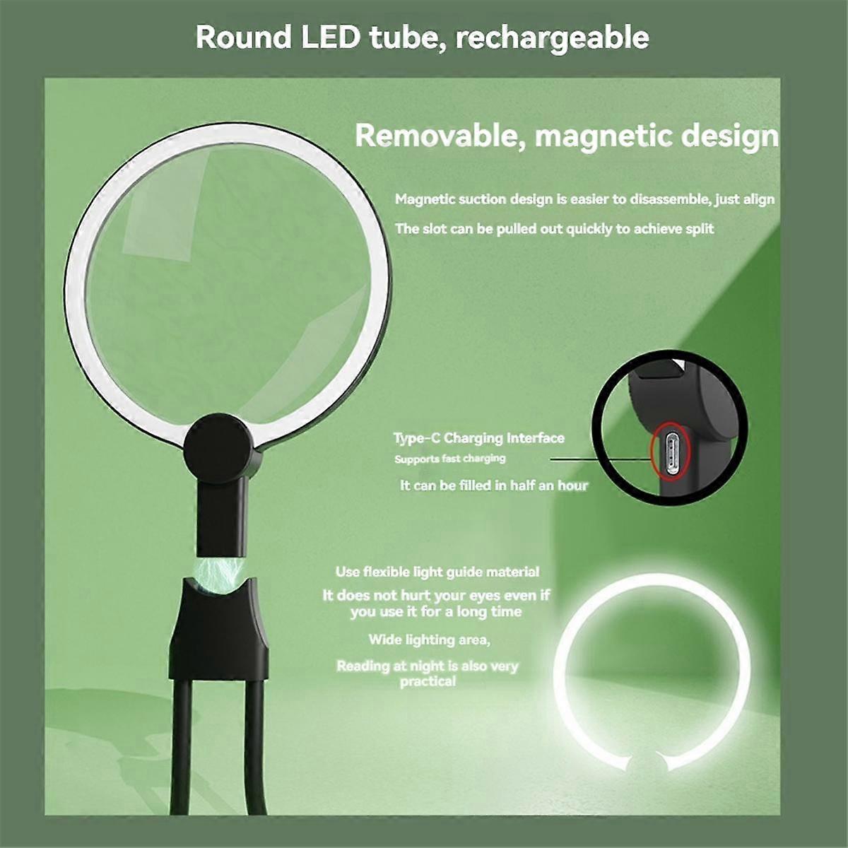 Neck Handheld Desktop Large Lens Magnifier with 24 LED Lights Multi ...