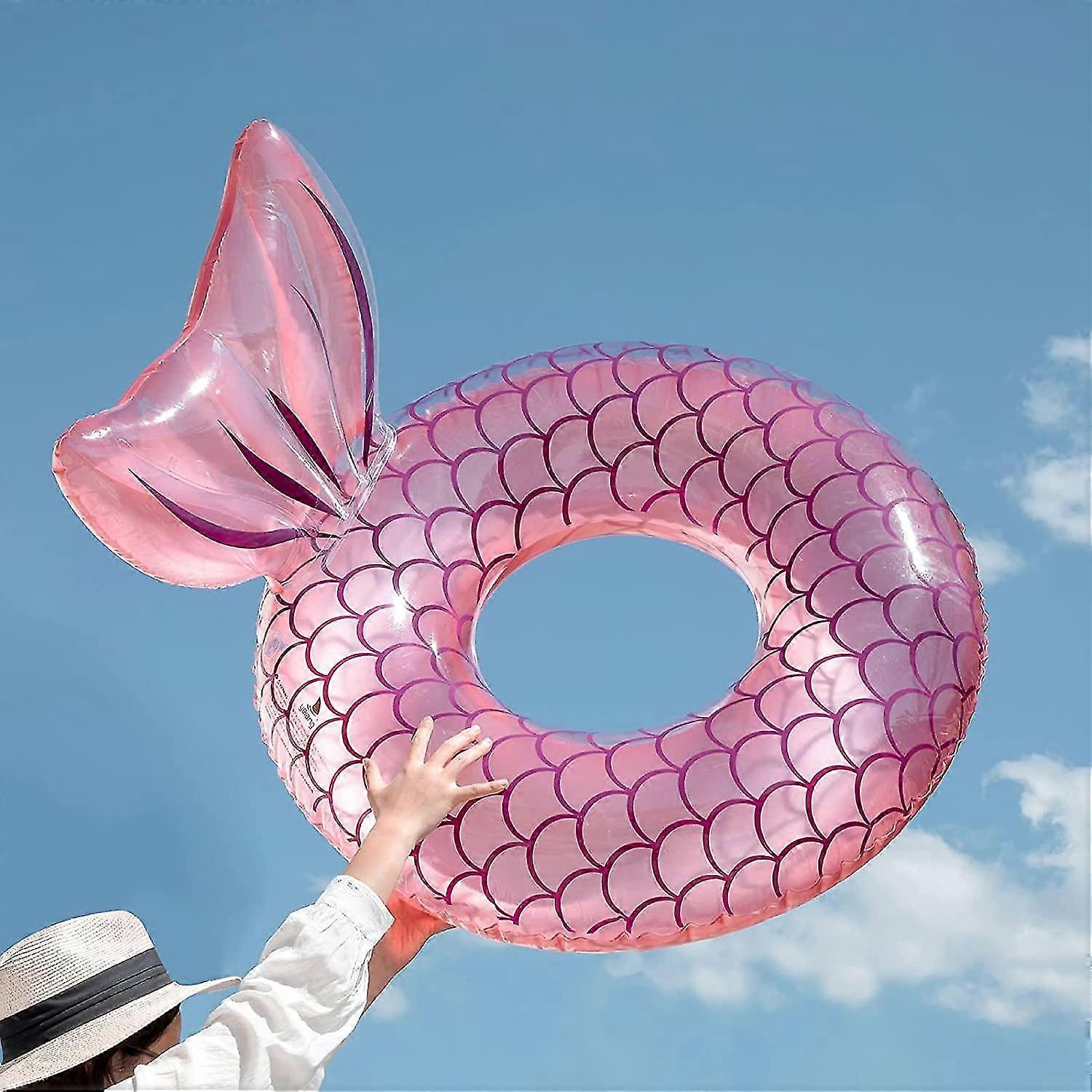 Mermaid Pool Float, Inflatable Mermaid Swimming Ring Floating Bed Float ...