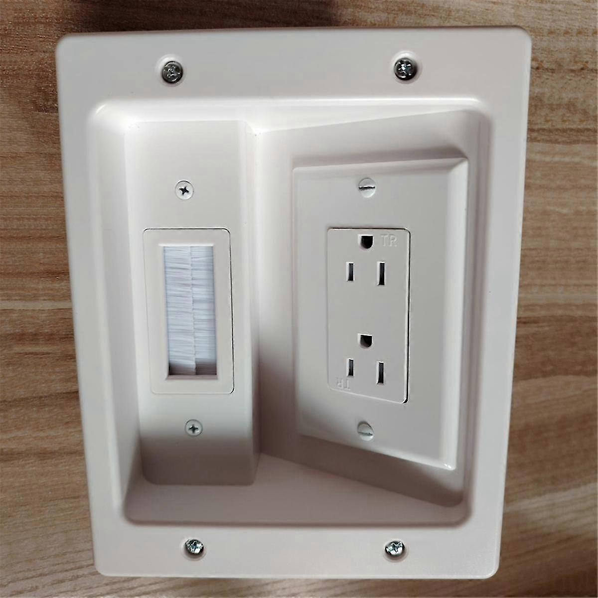 Recessed Outlet Box In Wall Cable Management Kit 15a 125v Hide Tv Power ...