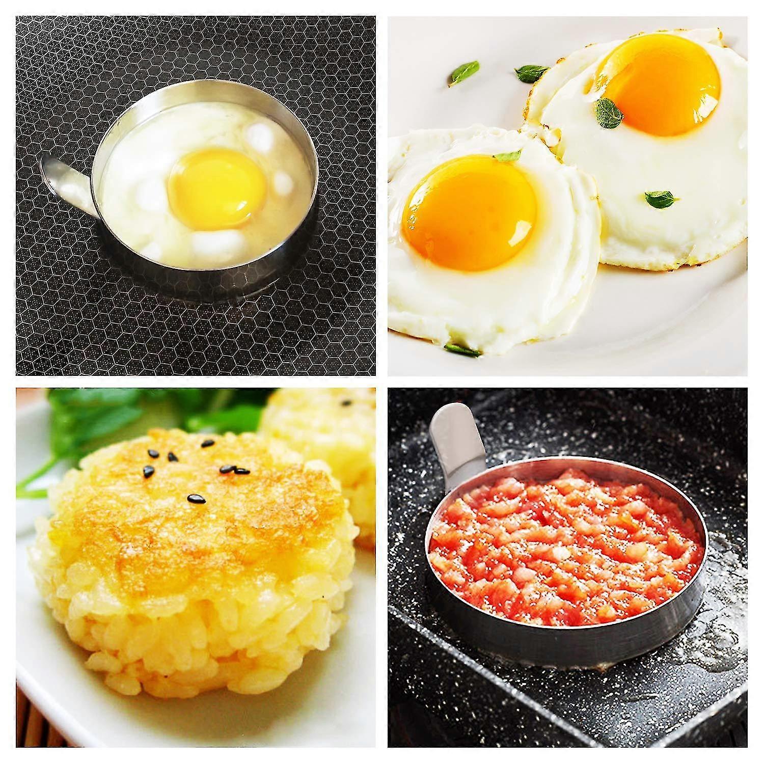 4 Pack 9cm Egg Circle Rings | Stainless Steel Round Egg Rings For ...