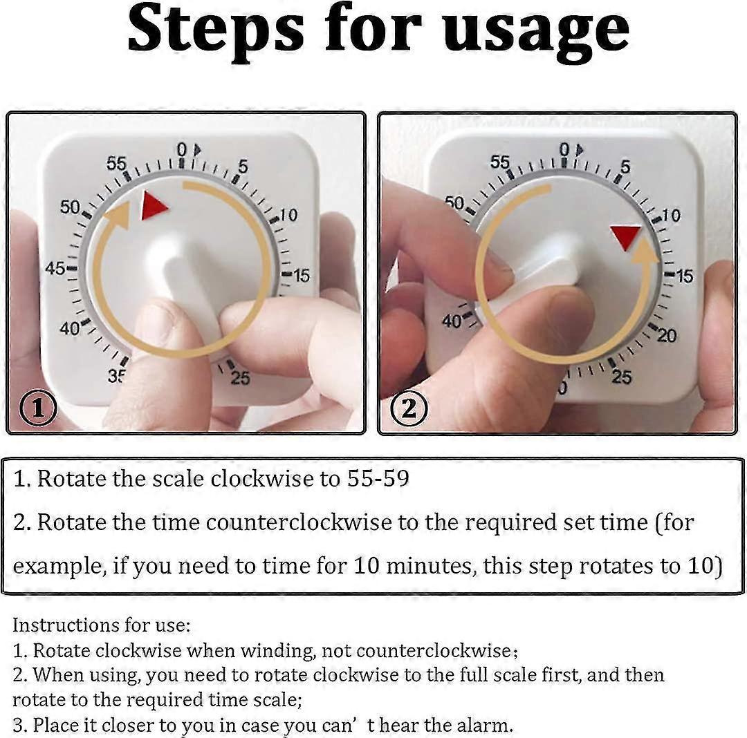 Kitchen Timer Mechanical, 2 Pack Portable Timer Square 60 Minute ...