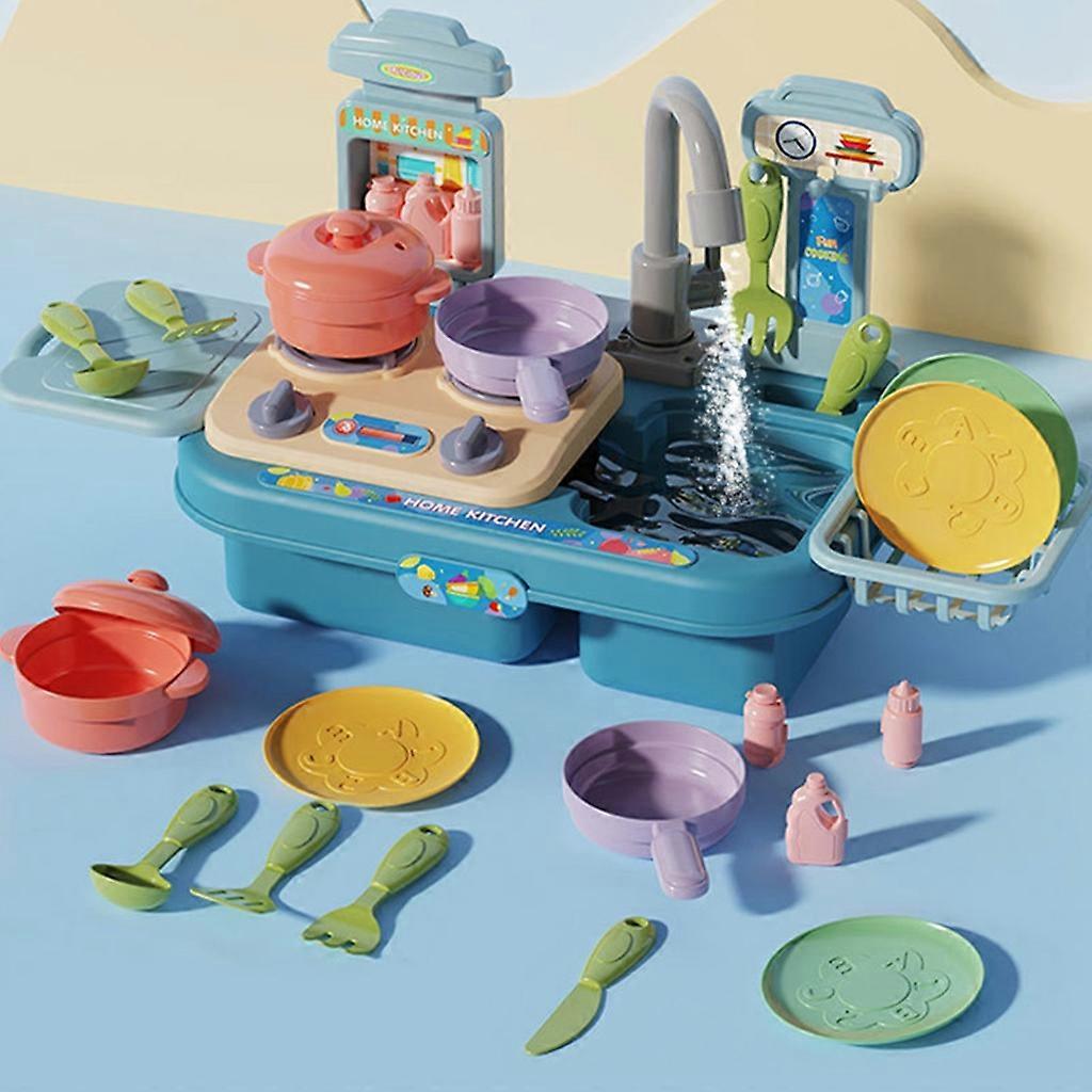 Kitchen Sink Toy Set Pretend Sink Playset Toy with Running Water Real ...