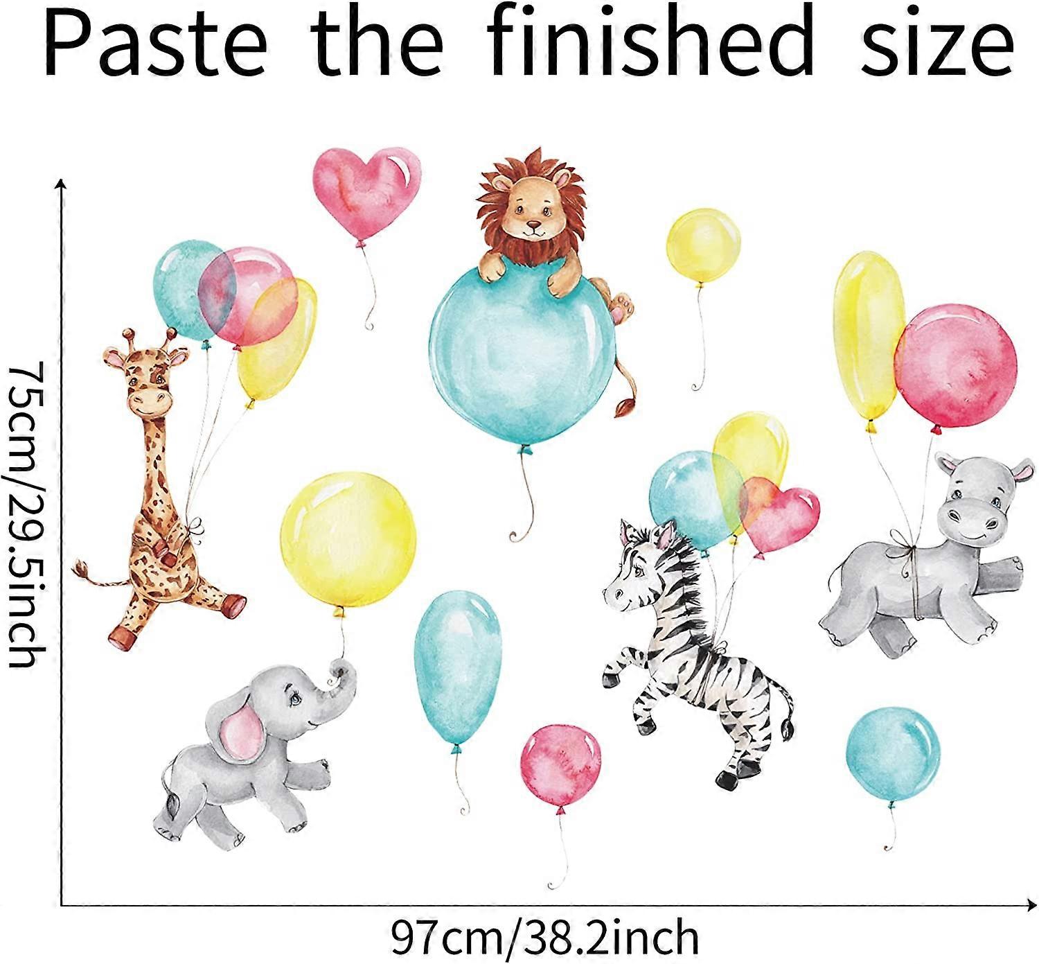 Colorful Cute Lovely Animals Balloons Wall Decals for Kids Watercolor ...