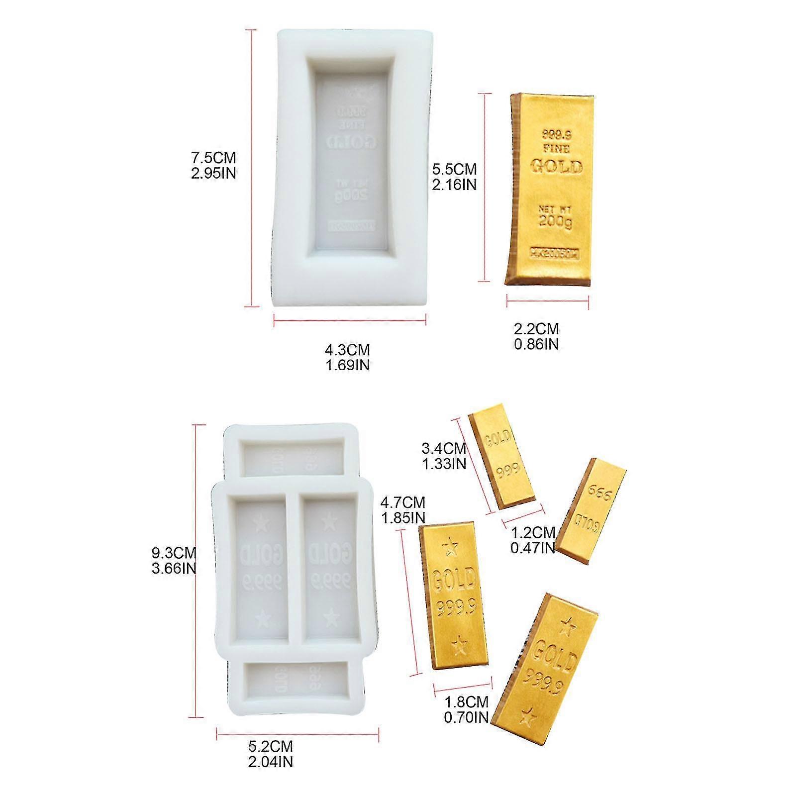 3d Gold Bar Gold Brick Silicone Mold Diy Chinese Style Cake Chocolate ...
