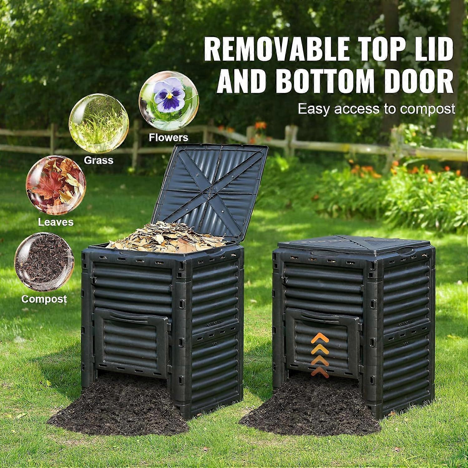 Garden Compost Bin 80 Gallon, BPA Free Composter, Large Capacity ...