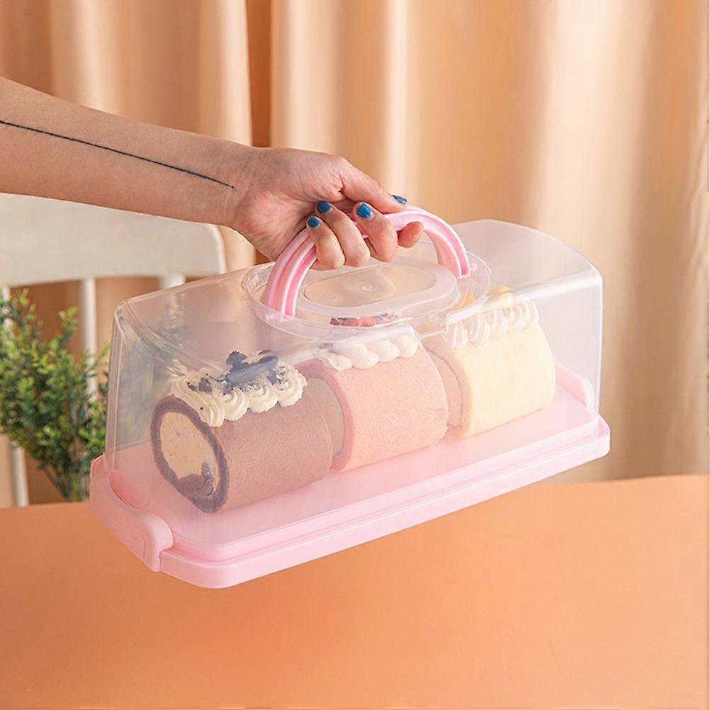 Plastic Rectangular Bread Box with Clear Lid Loaf Cake Keeper Portable ...