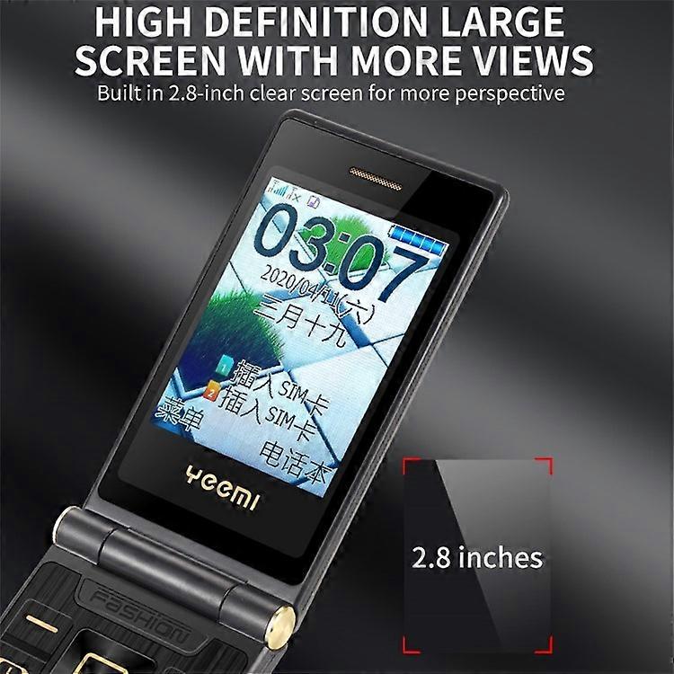 YEEMI G10-C Dual SIM 2.8/2.4 inch Dual Screen Flip Phone 1800mAh Battery 2G Cellphone with Rear ...