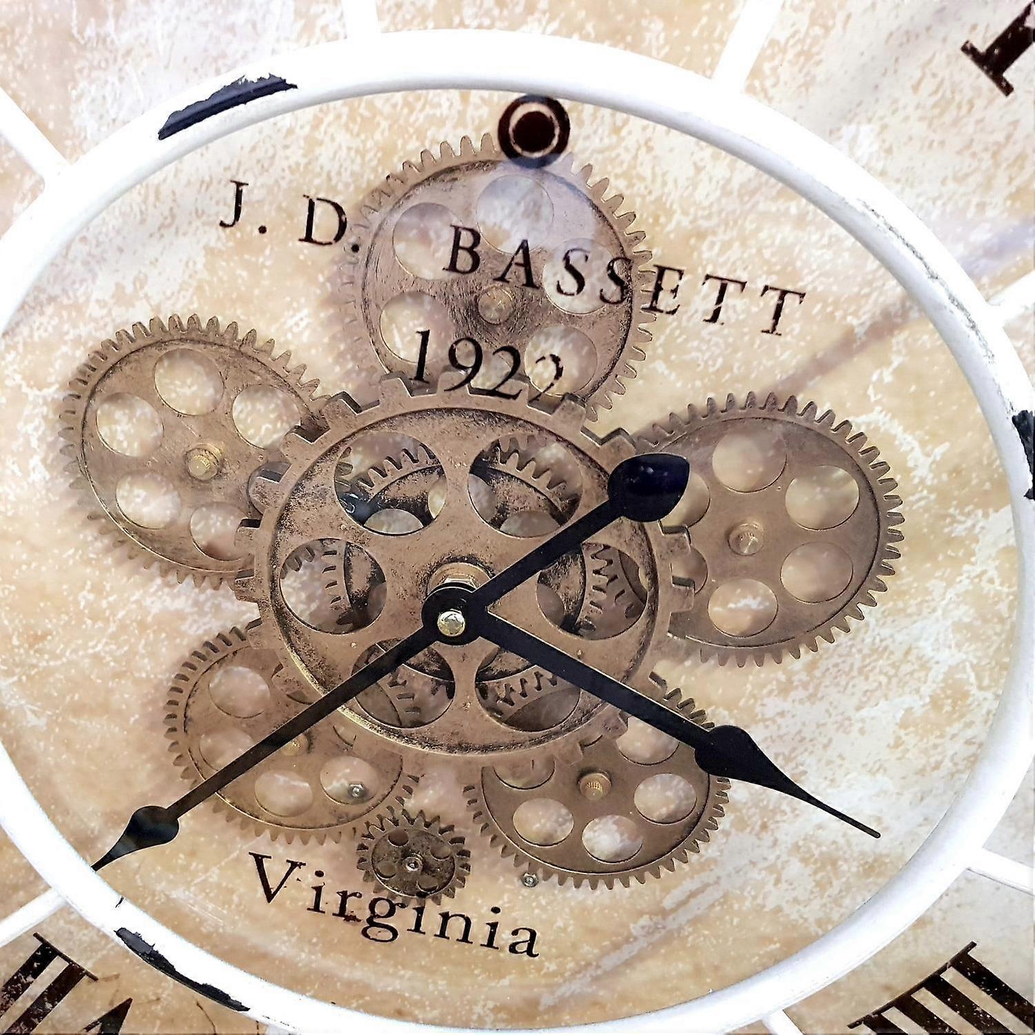 Round 60cm Bassett Industrial moving cogs wall clock - white | Fruugo UK