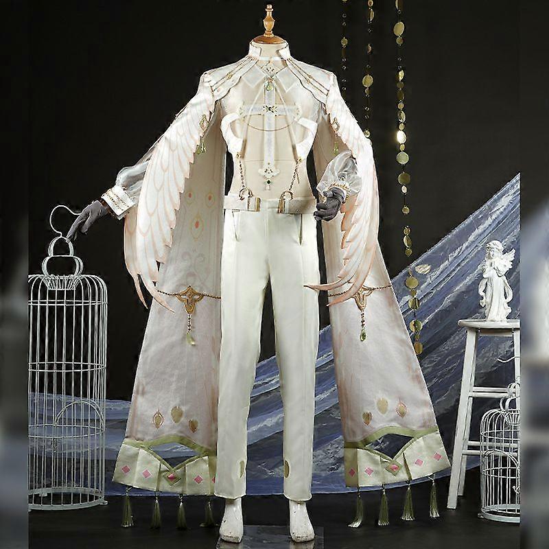 Mens Fantasy Angel Cosplay Costume White Robe & Cloak with Noble ...
