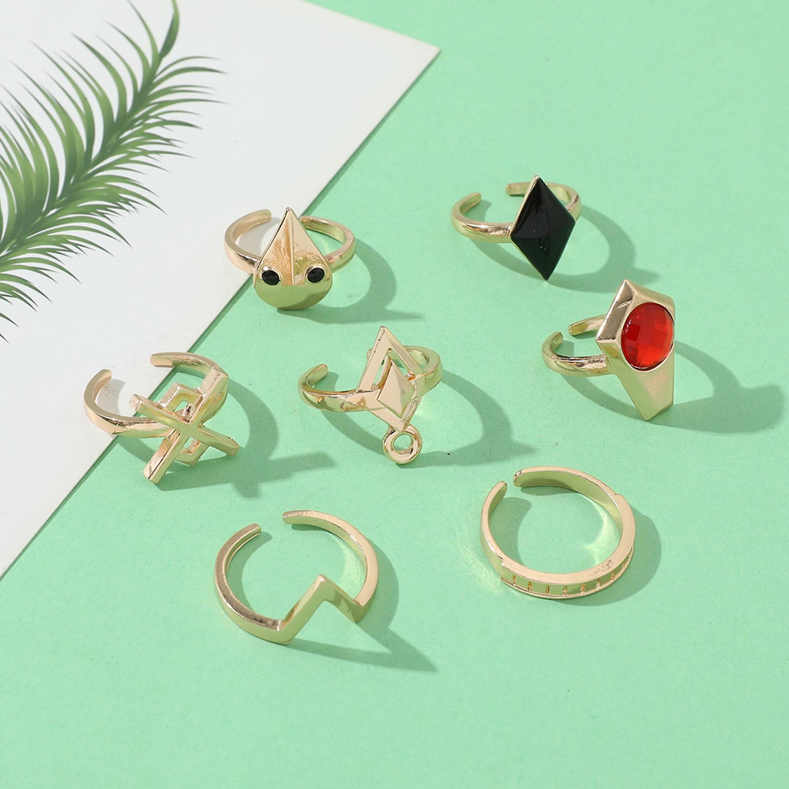 7 Hu Tao Rings Genshin Impact Cosplay Ring Metal Anime Accessoire ...