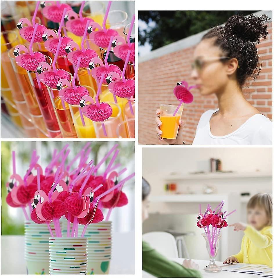 Flamingo Straws - 50 Pack - Flexible Cocktail Straws For Party Table ...