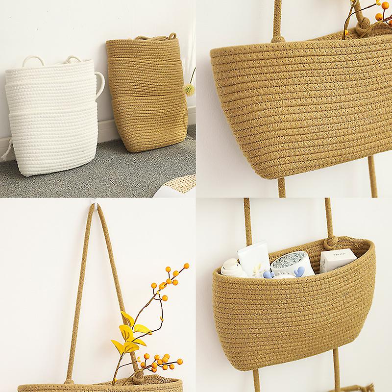storage door hanging storage bag, 3-tier hanging basket made of woven ...
