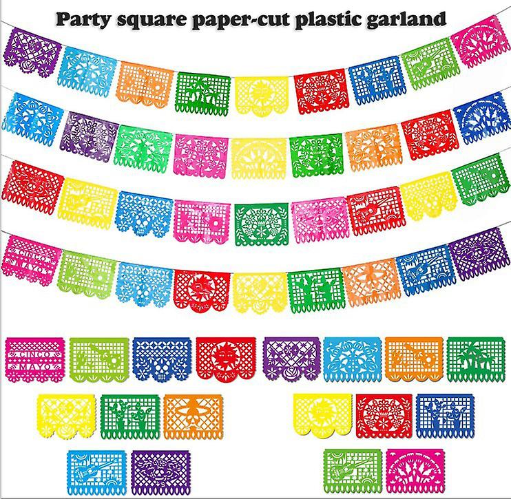 Mexican Papel Picado Banner Fiesta Banners Reusable Plastic Mexican ...