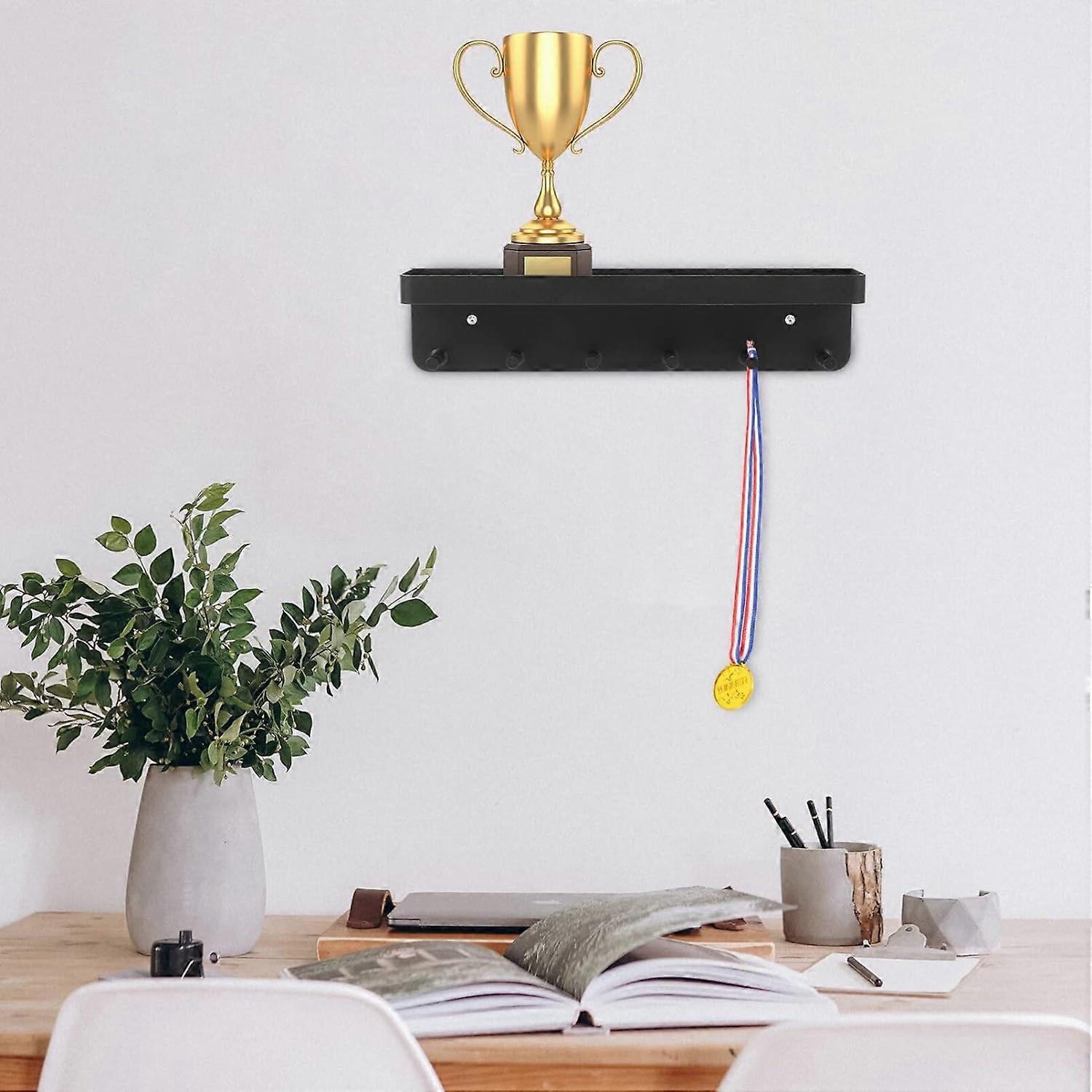 Medal Hanger Display and Trophy Shelf with Hooks, Stainless Steel Wall ...