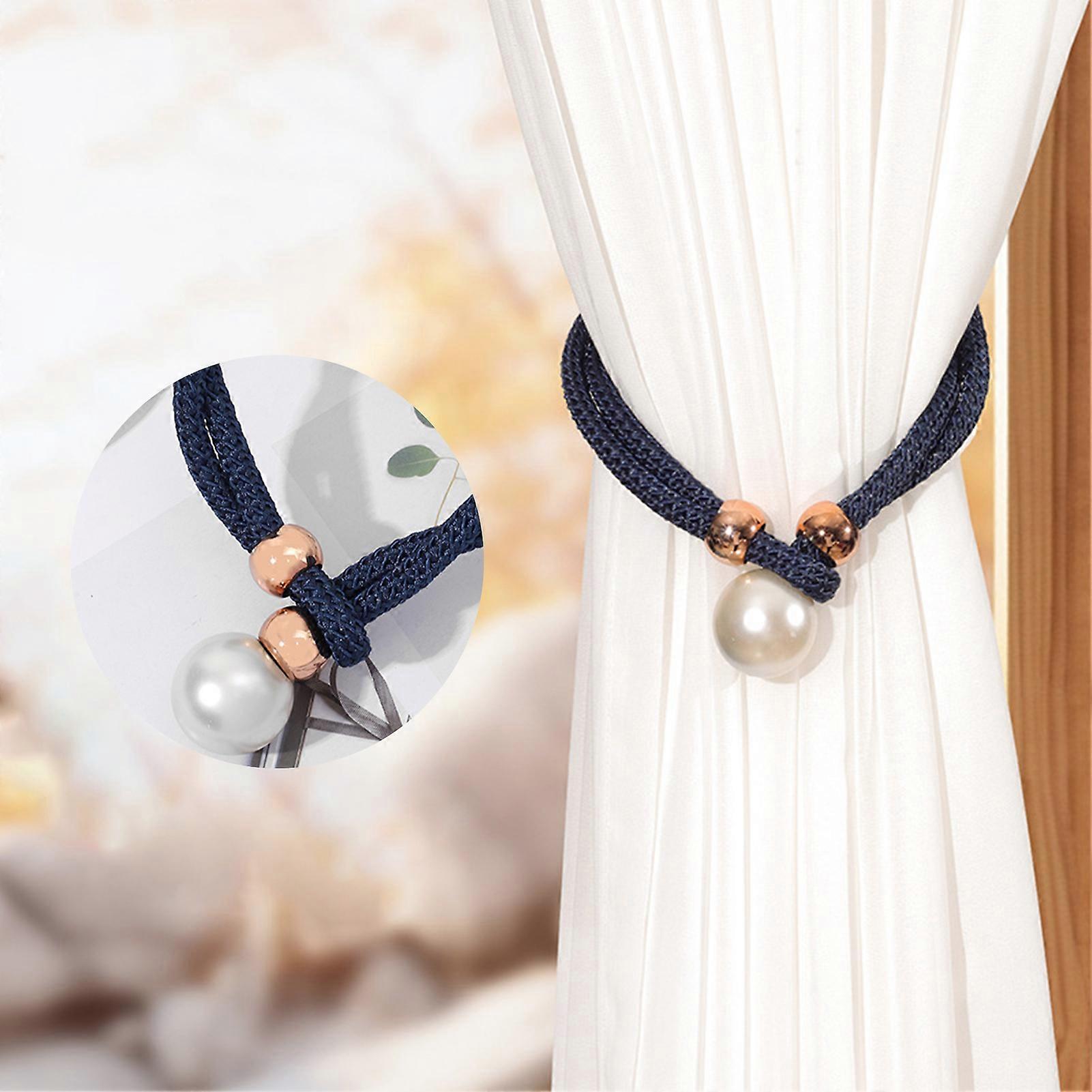 2 Pack Adjustables Pearl Curtain Rope Modern Style Punch-Free Curtain ...