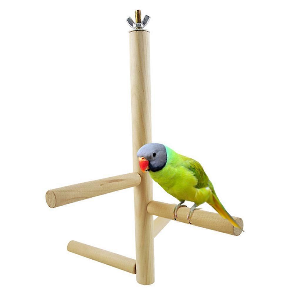 Pet Bird Parrot Wooden Rotating Bar Stand Hanging 4 Stairs Ladder Cage ...