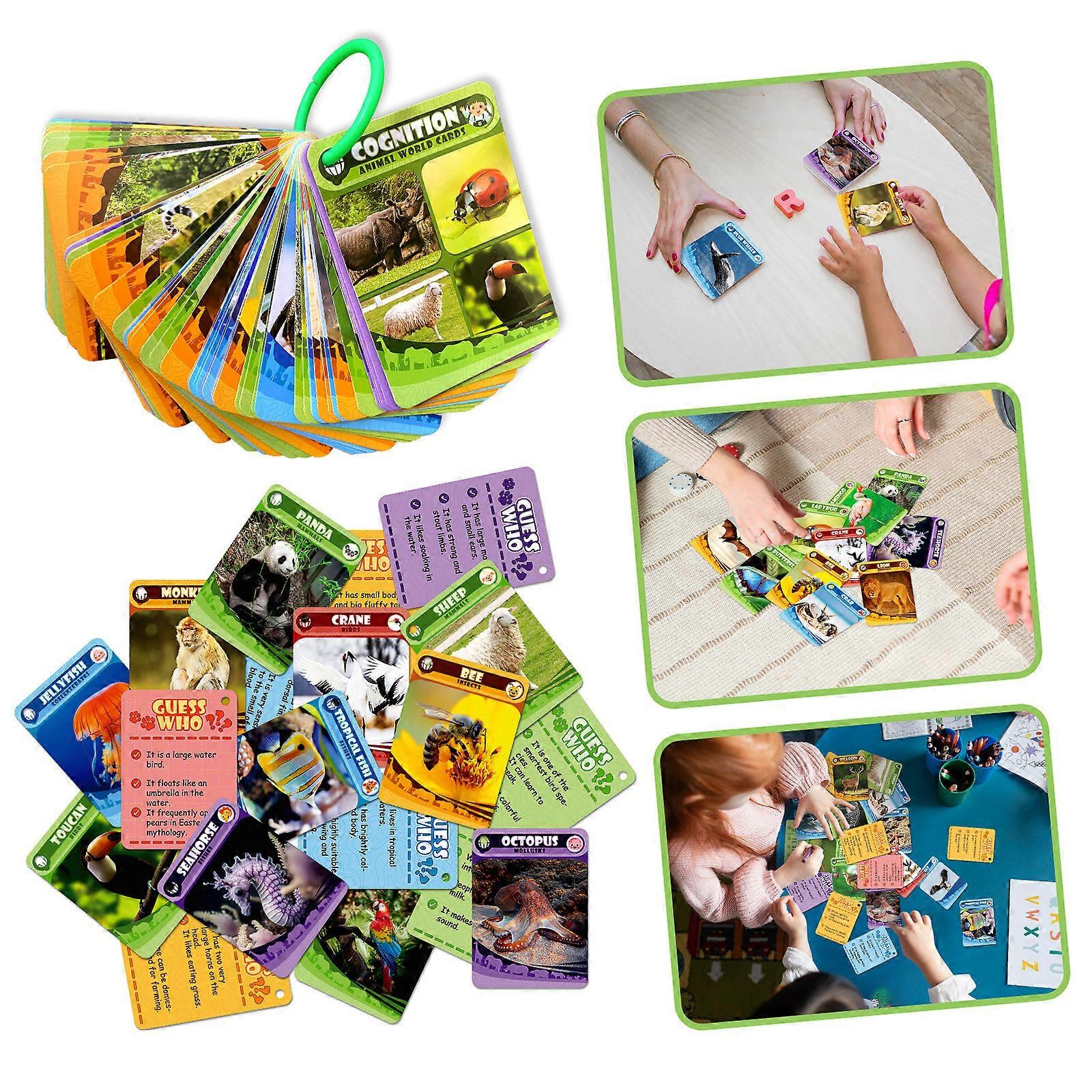 50PCS Animal Cognitive Cards for Kids,Realistic Animal Cognitive ...